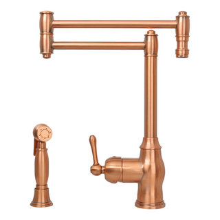 One-Handle Copper Pot Filler Kitchen Faucet with Side Sprayer ...