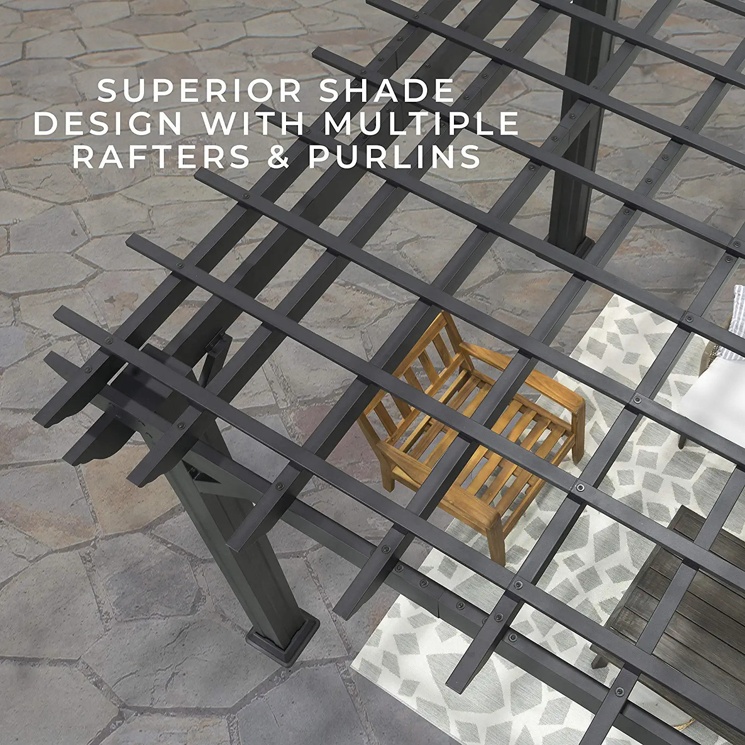 Outdoor Pergola, Galvanized Steel Frame With Trellis Top & Power ...