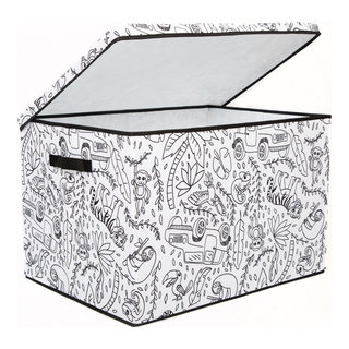 Kid's Coloring Medium Lidded Trunk with Removable Divider, Jungle Print ...