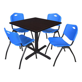 Cain 42" Square Breakroom Table & 4 'M' Stack Chairs, 42 - Contemporary ...