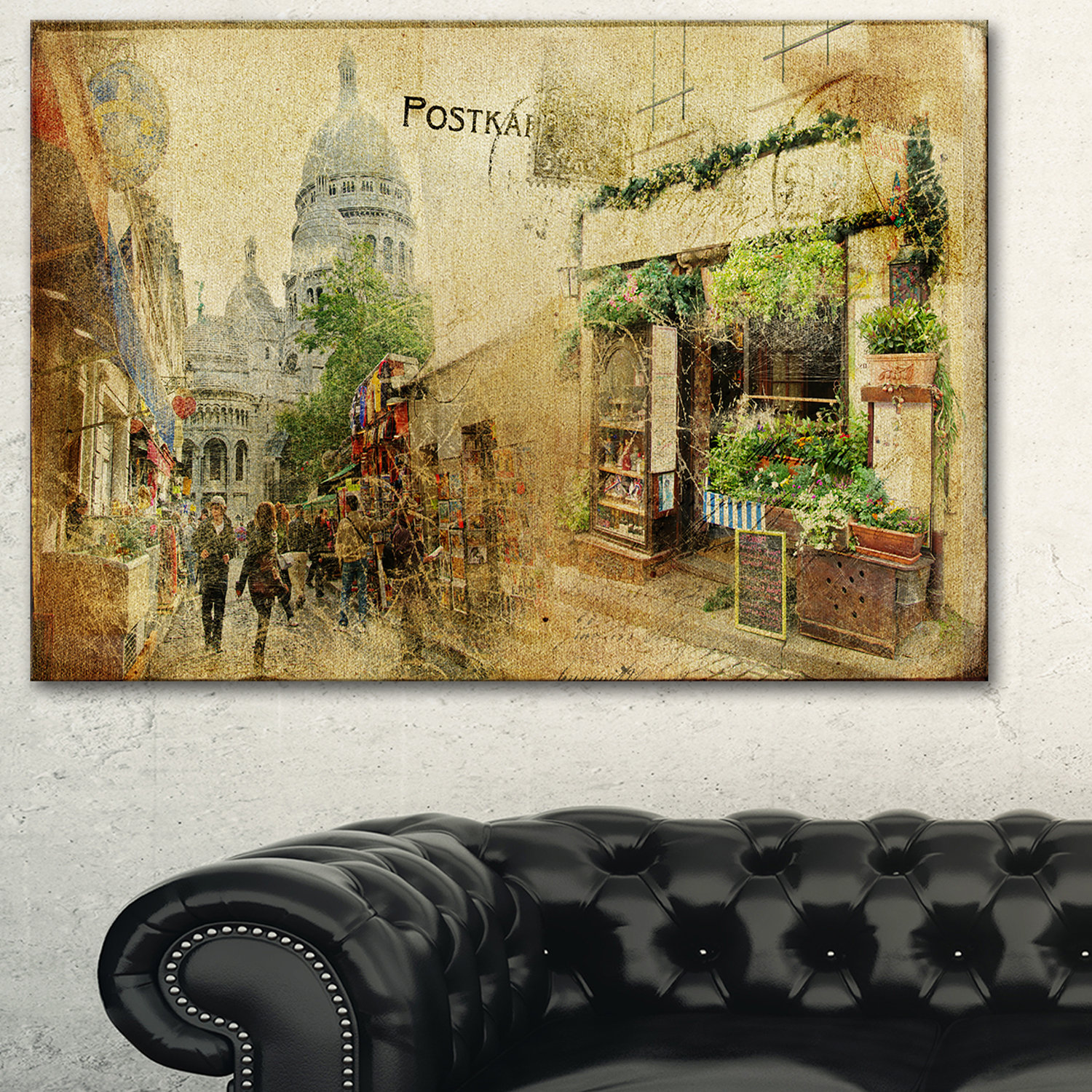 "Vintage Parisian Cards" Contemporary Canvas Art Print, 32"x16 ...