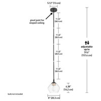 Harrow 1-Light Matte Black Pendant, Clear Glass Shade - Transitional ...