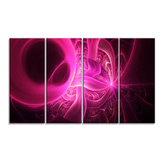 Bright Pink Designs on Black, Multipanel Abstract Wall Art Canvas, 48 ...