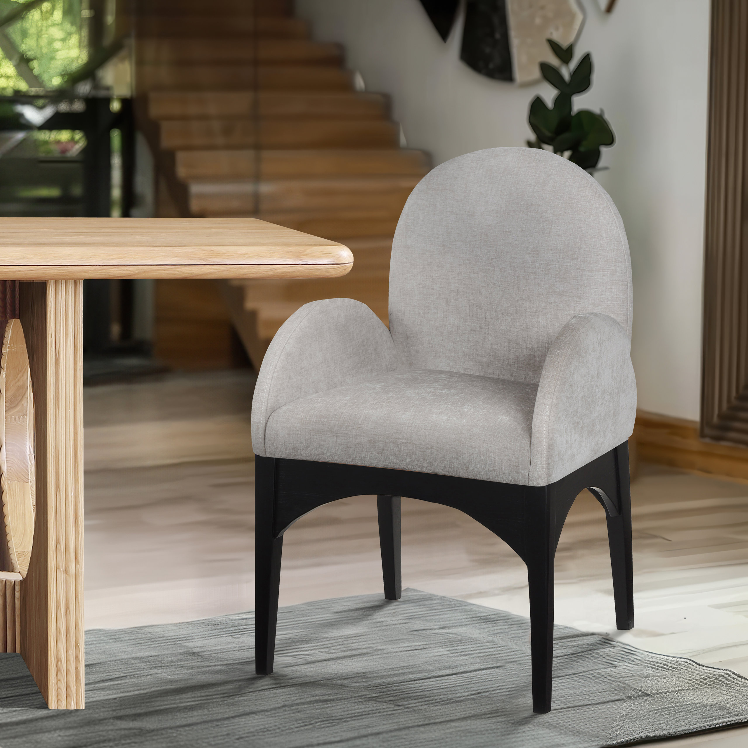 Waldorf Chenille Upholstered Dining Chair, Black, Chenille, Natural ...
