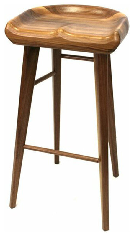 Walnut Tractor Stool (Set Of 2) - Midcentury - Bar Stools And Counter ...