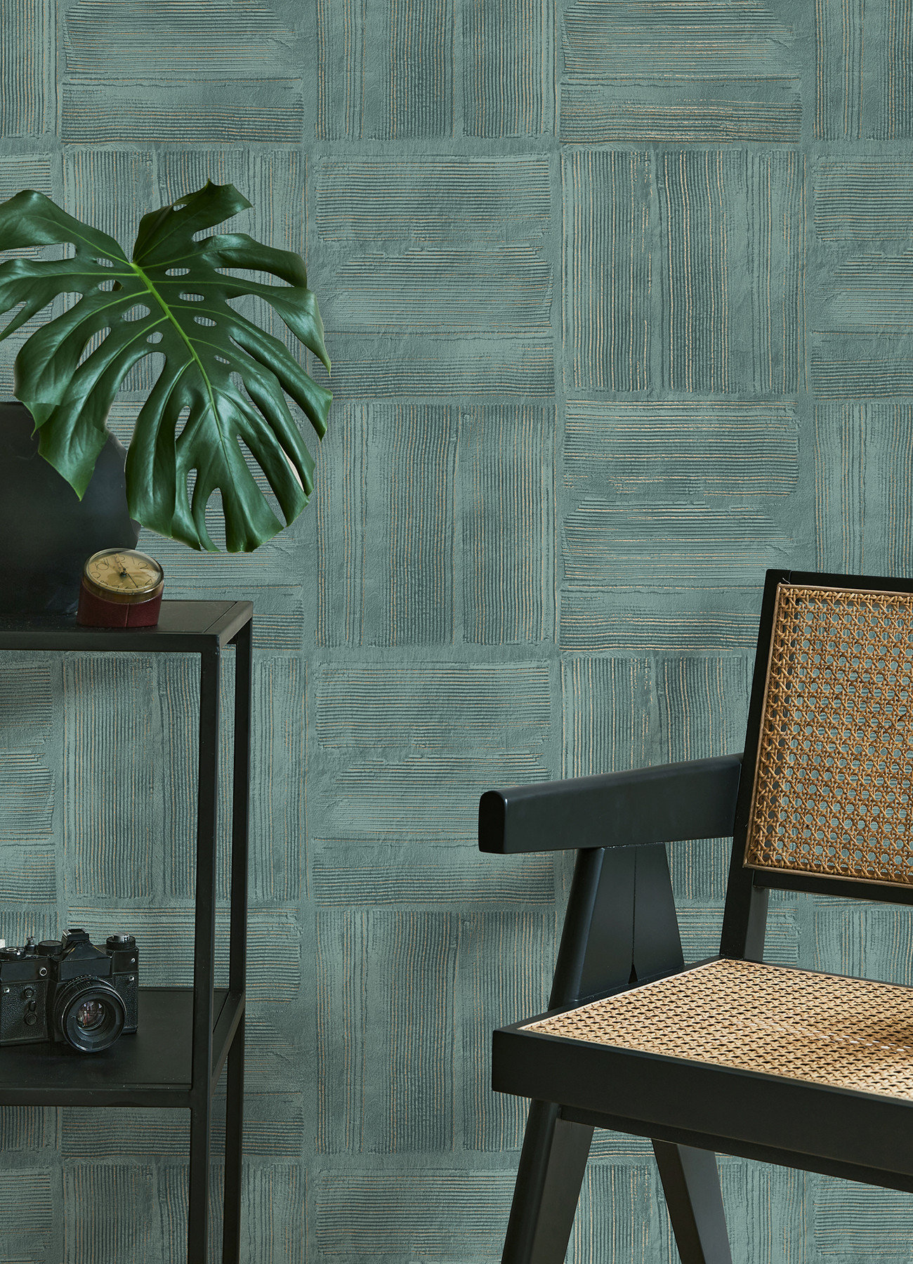 Jasper Teal Block Texture Wallpaper, Swatch - Contemporary - Wallpaper ...