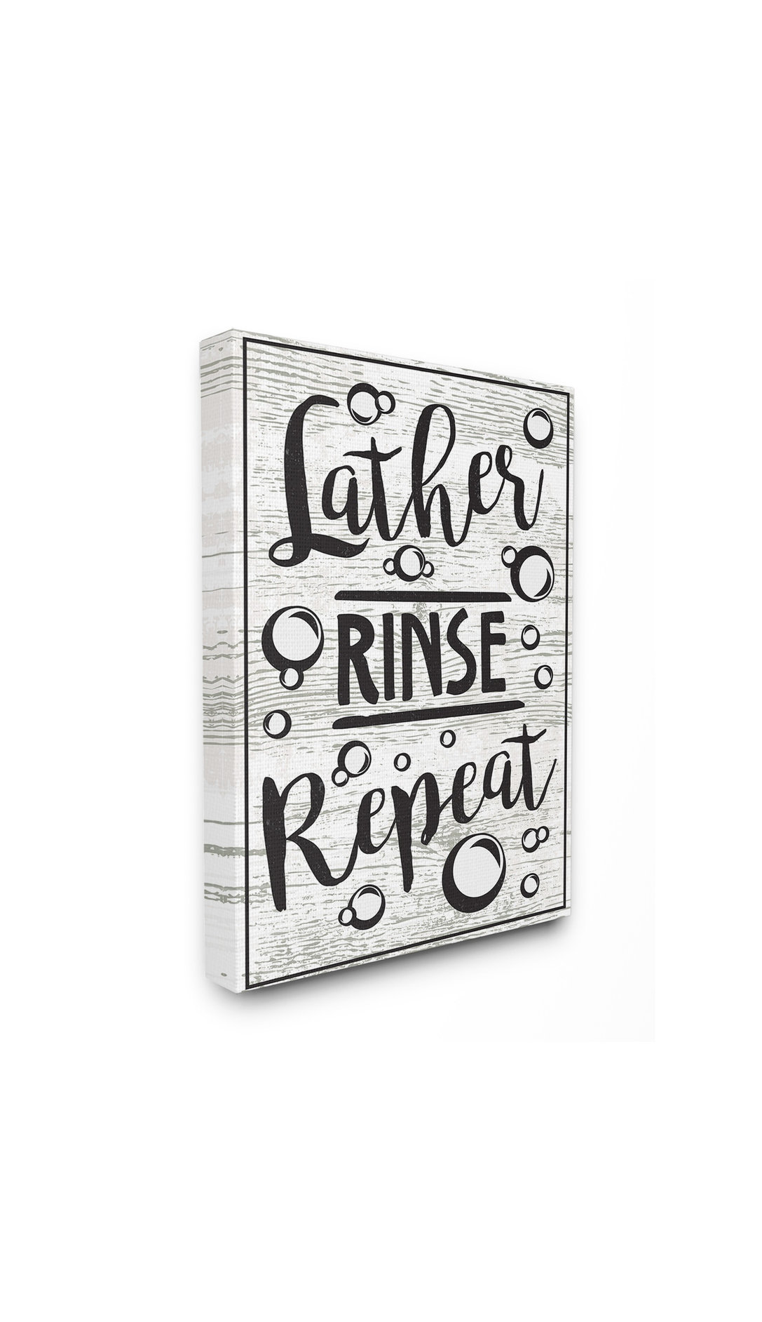 Lather Rinse Repeat Black & White Typography With Bubbles Canvas Wall ...