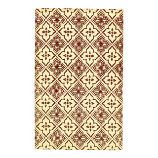 Red Color Print Out Modern Rug 3'2''x5'1'' - Mediterranean - Area Rugs ...
