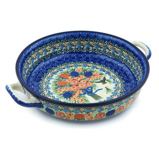 Polmedia Polish Pottery 13" Stoneware Round Baker With Handles ...