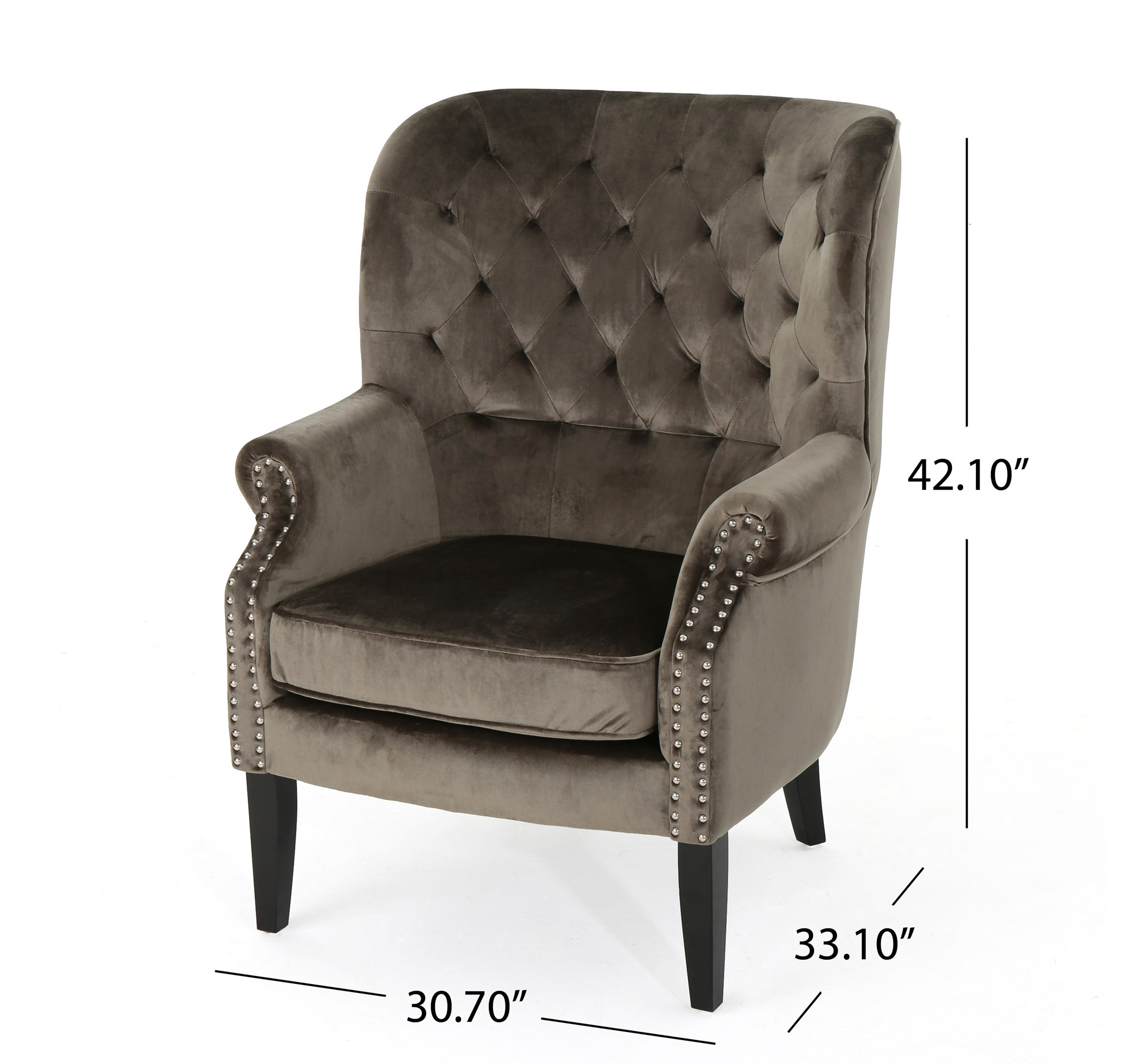 GDF Studio Tommen Tufted Back New Velvet Club Chair - Transitional ...