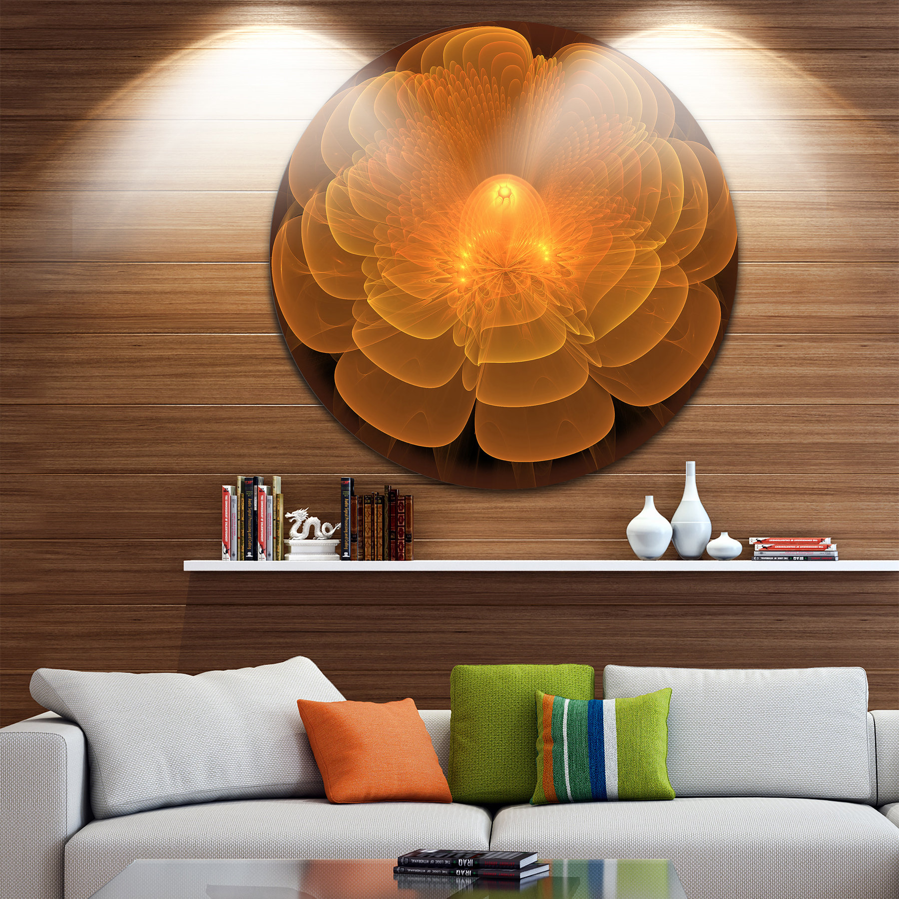 Water Lily Digital Art Fractal Flower, Floral Round Wall Art, Disc of ...