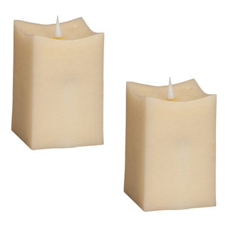 Simplux Squared Candle With Moving Flame, 2-Piece Set, 3.5"Sqx5"H - Transitional - Candles - by ...