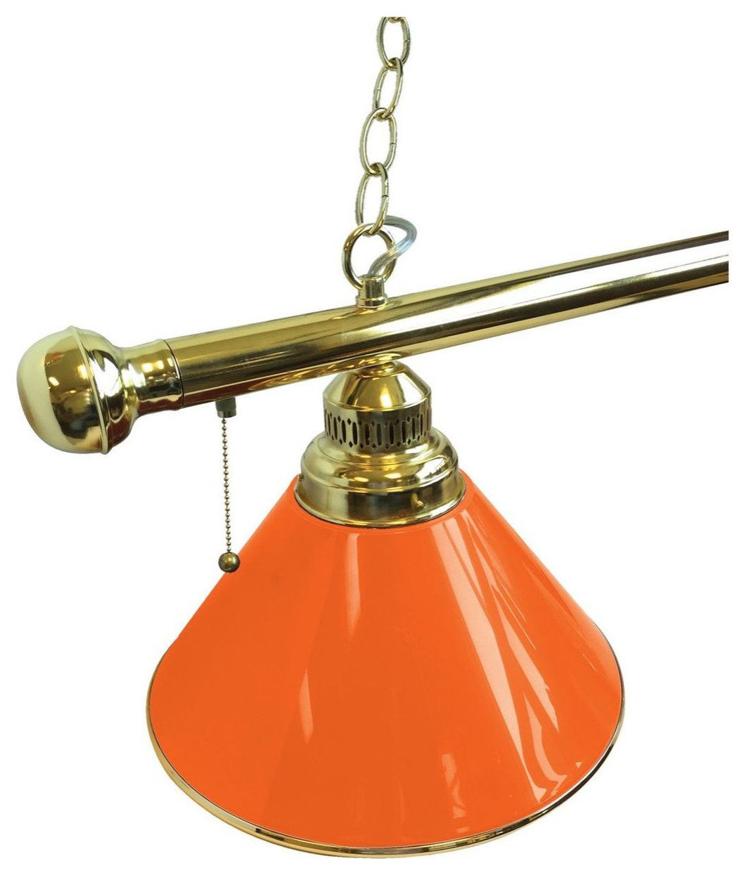Holland 3-Shade Billiard Light - Brass Fixture/Orange - Contemporary ...