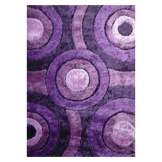 Geometric Shaggy Design Lavender Hand-Tufted Area Rug, 4'x6 ...