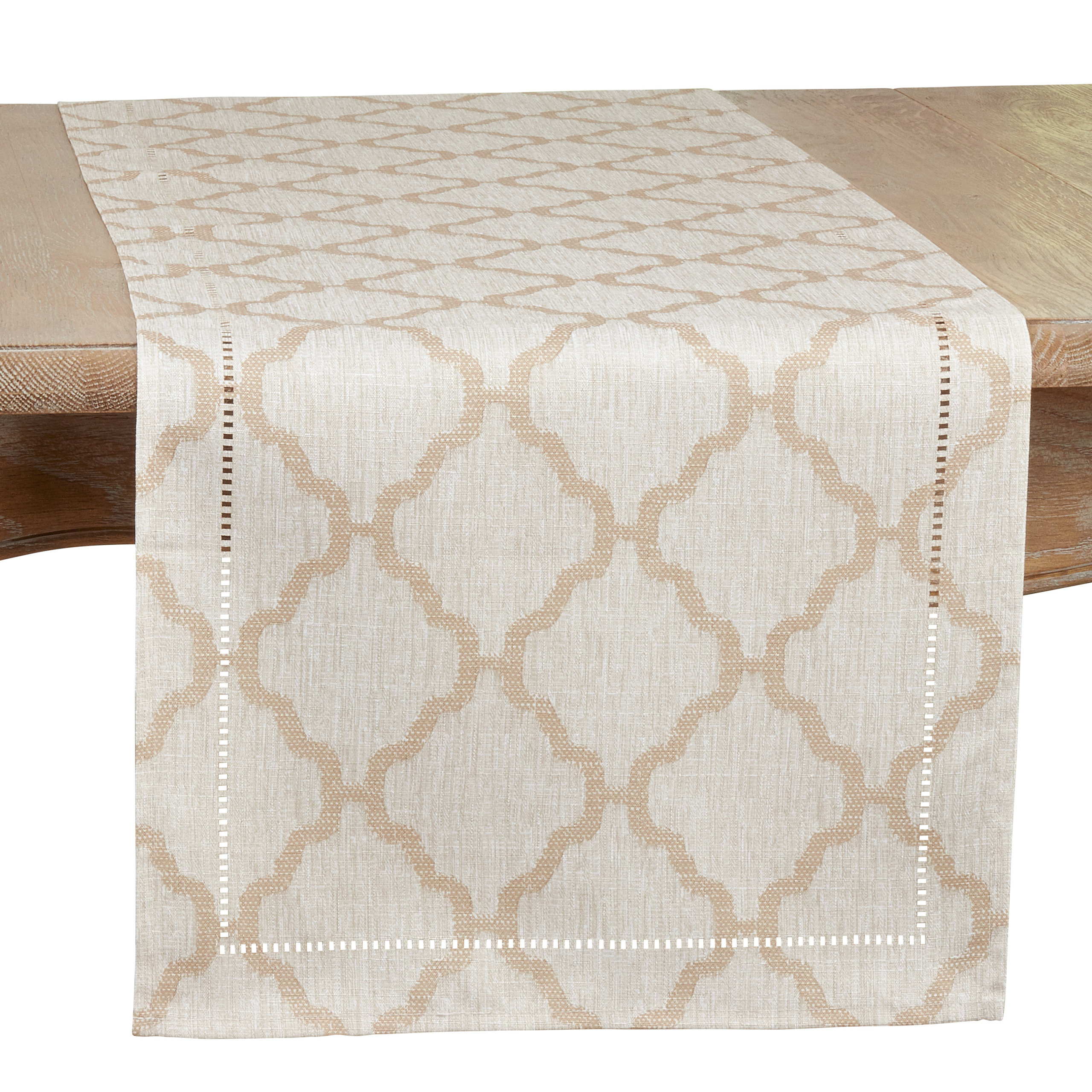 Runner With Laser-Cut Hemstitch Design, 16"x120" - Mediterranean ...
