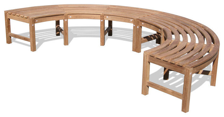 76" Curved Teak Backless Bench, Makes 1/2 Circle, "S", or Full Circle ...