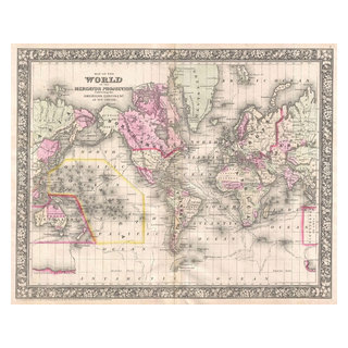 Map of the World, Peel & Stick Removable Wall Decal, 43"x53.75 ...