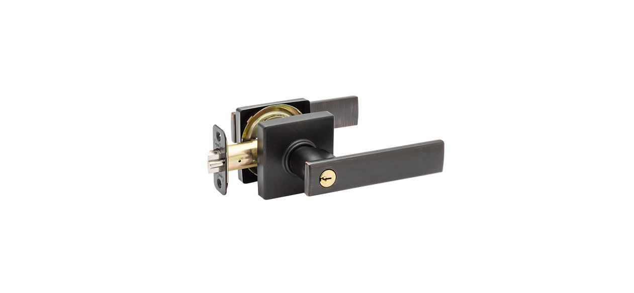 Craftsman Style Keyed Entry Lever, Tuscan Bronze - Transitional - Door ...