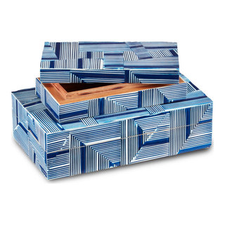 Cade Blue Box, Set of 2 - Contemporary - Decorative Boxes - by ...