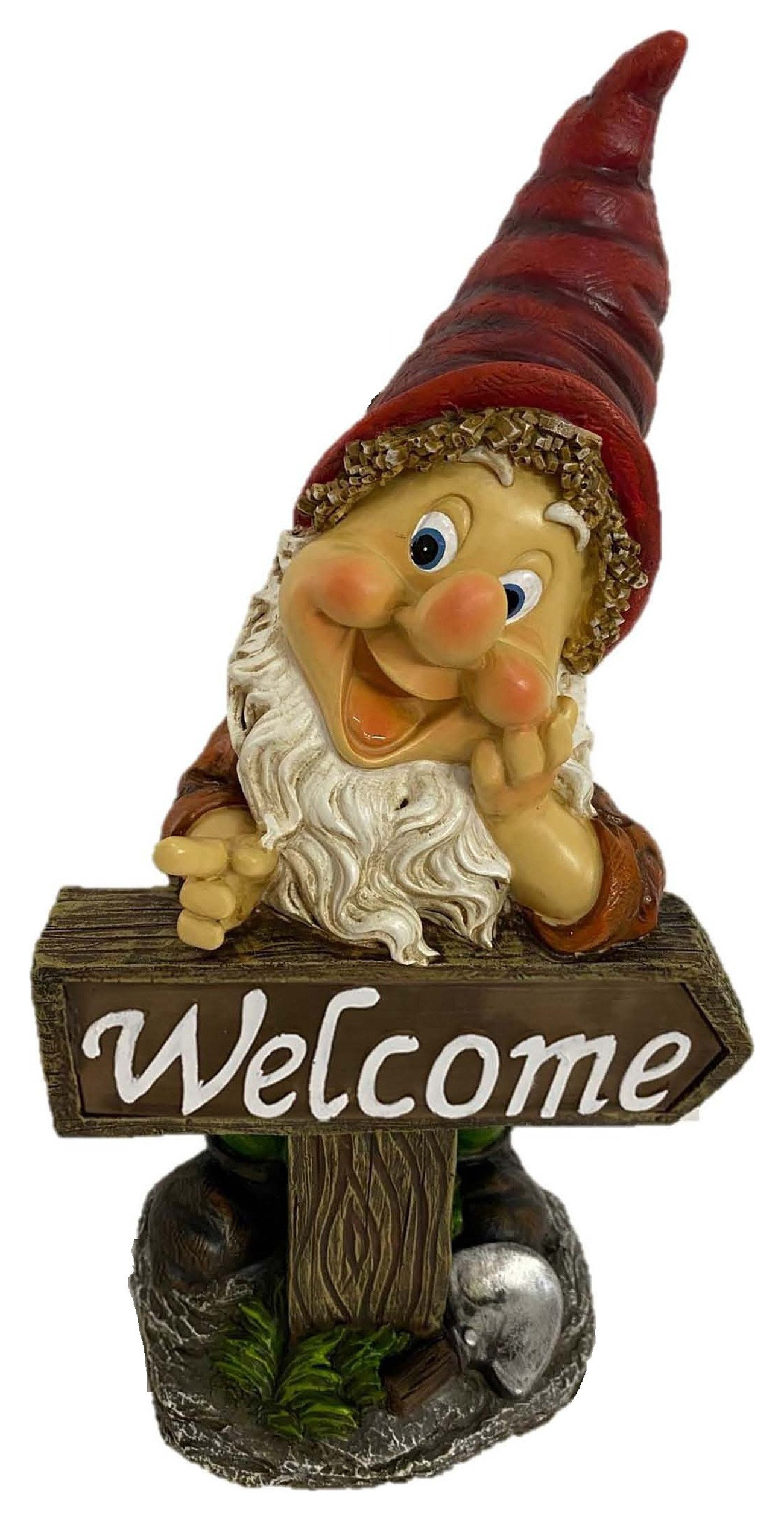 13" Solar Welcome Gnome - Contemporary - Garden Statues And Yard Art ...