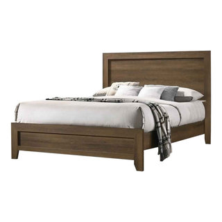Benzara BM225936 Wooden Eastern King Bed with Raised Molding Trim ...