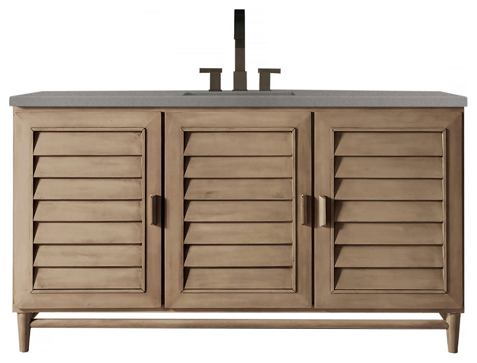 Portland 60" Single Vanity Whitewashed Walnut,, 3 Cm Gray Expo Quartz ...