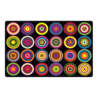 Flagship Carpets A160-44A 7'6"X12' Color Rings Black Educational Rug ...