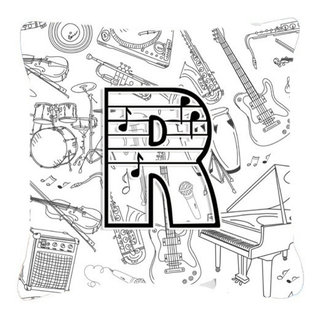 Letter R Musical Note Letters Canvas Fabric Decorative Pillow ...