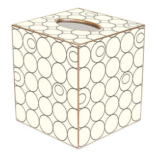 TB1177 - Creme & Brown Circles Tissue Box Cover - Traditional - Tissue ...
