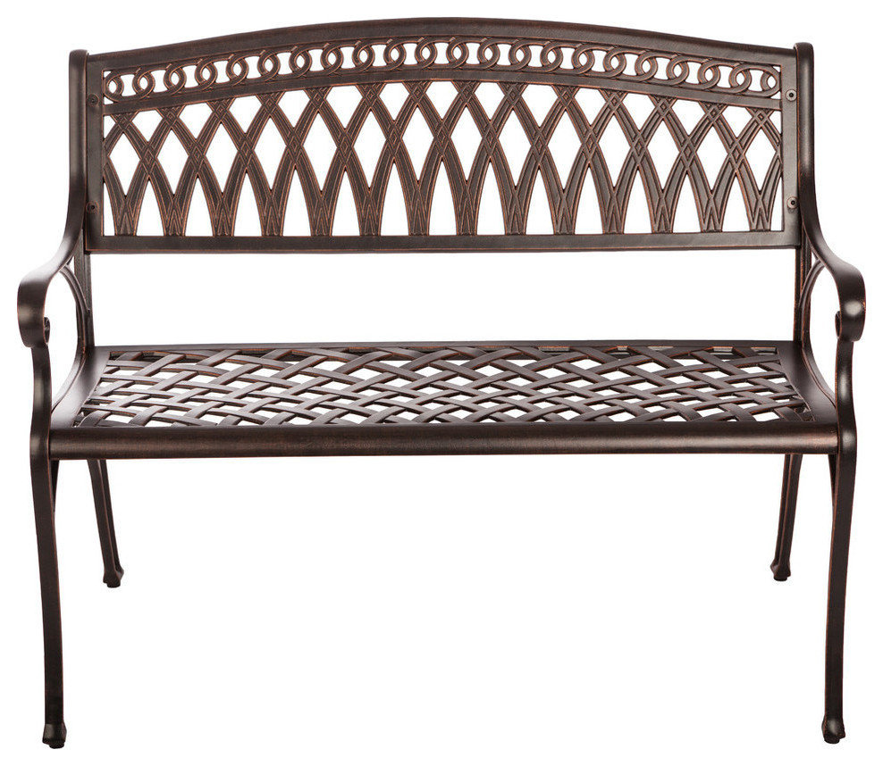Simone Cast-Aluminum Patio Bench - Traditional - Outdoor Benches - by ...