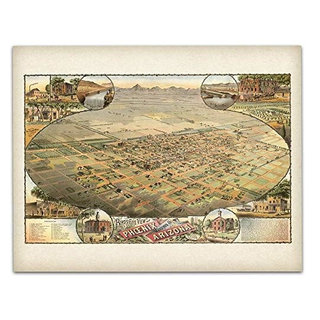 1885 Phoenix Arizona Map, 11x14 Unframed Art Print - Contemporary ...