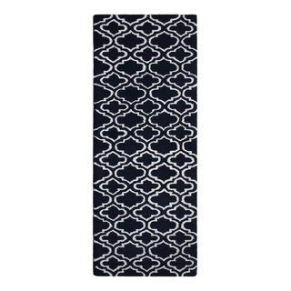 Hand Tufted Wool Area Rug Geometric Black White, [Runner] 2'6''x10 ...