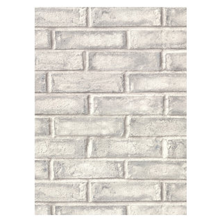 Appleton Gray Faux Weathered Brick Wallpaper, Sample - Farmhouse ...