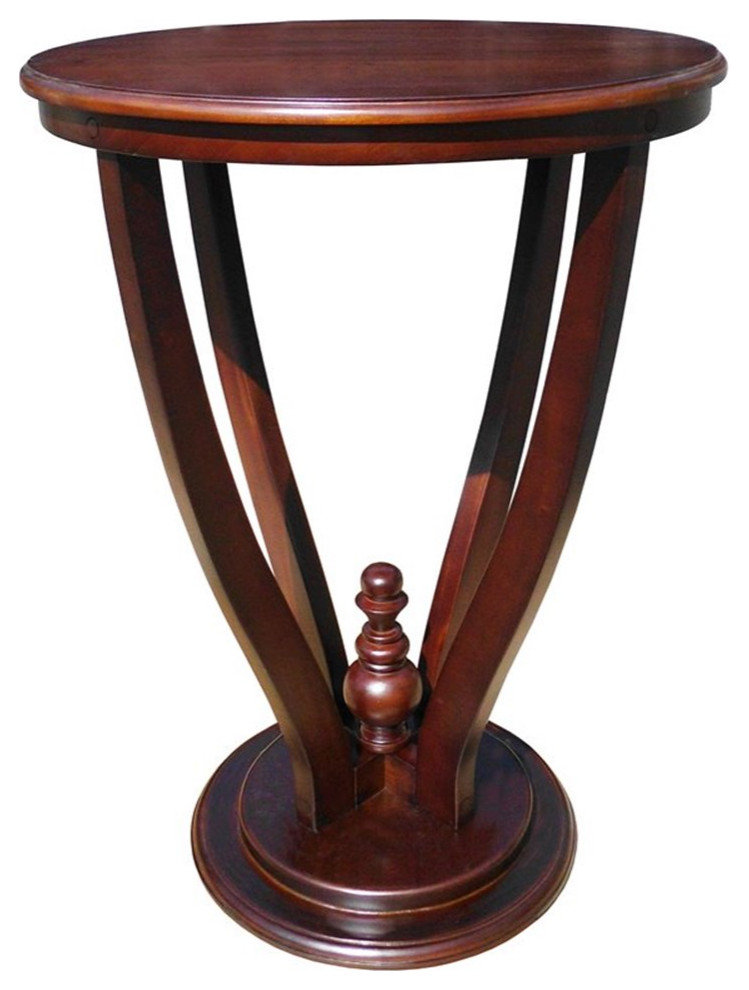 D-Art Collection Solid Mahogany Wood Lamp End Table in Dark Brown ...