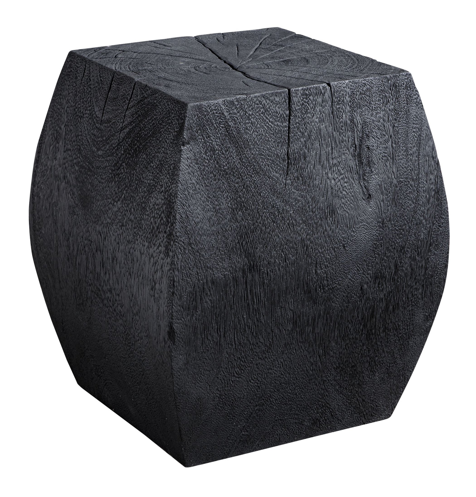 Uttermost Grove Black Wooden Accent Stool - Rustic - Accent And Garden ...