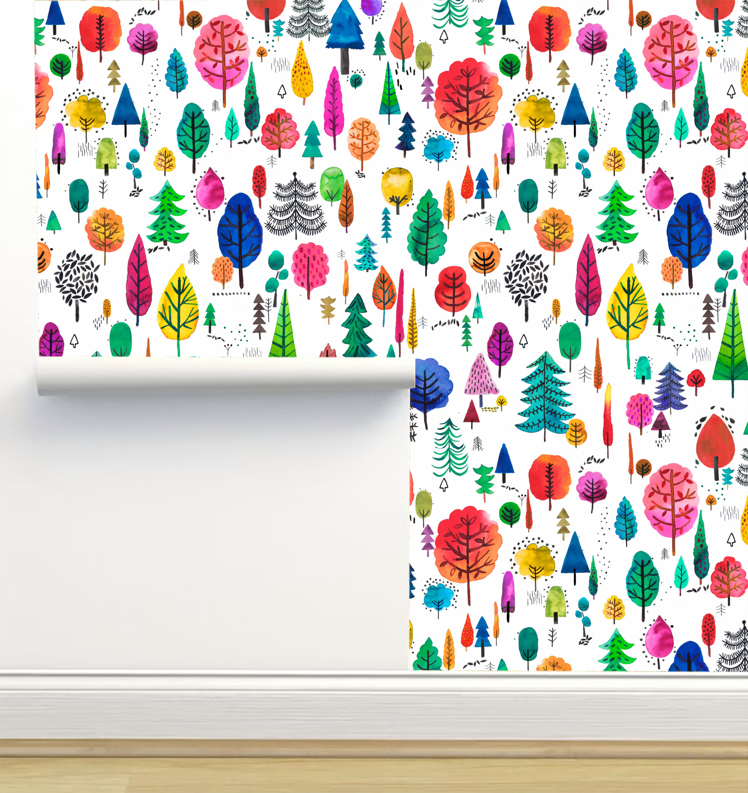 Colorful School Kids Trees Wallpaper, 24"x144" - Contemporary ...