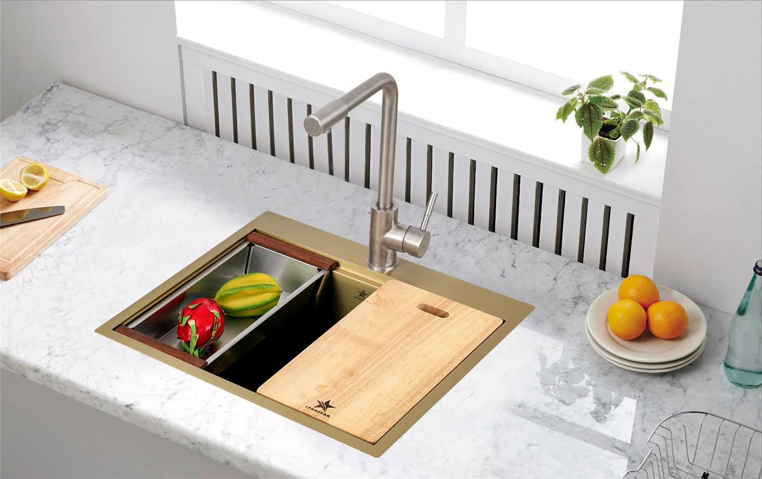Stainless Steel Wood Cover Colander For Workstation Kitchen Sink, 15.7 ...