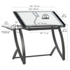 Luxe Drawing, Drafting, Craft Table, Drawer/Folding Side Shelf, Pewter ...