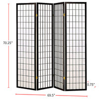 Four Panel Japanese Style Folding Screen, Black and White - Asian ...