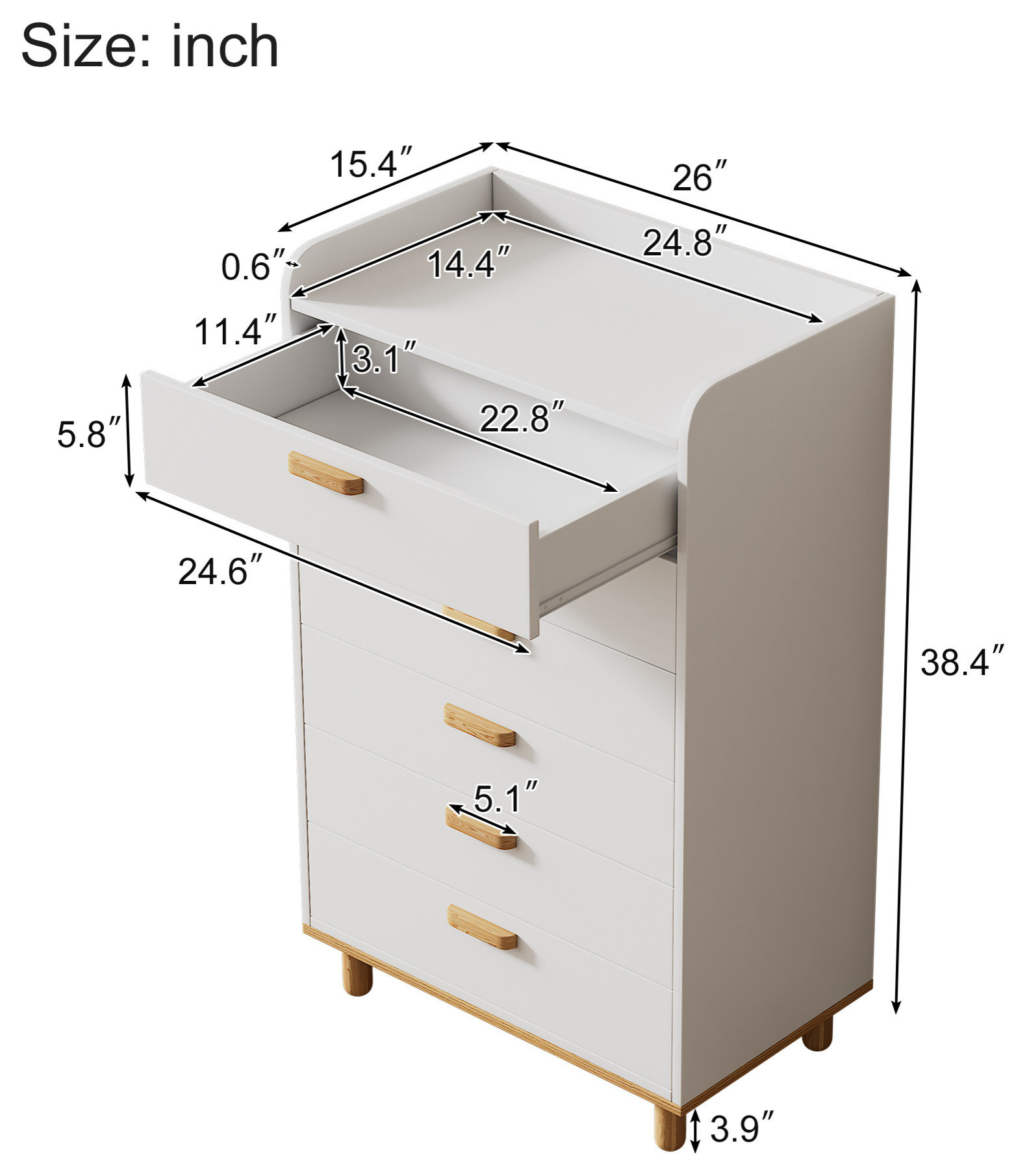 6-Drawer MDF Chest, White - Transitional - Dressers - by AquaView Inc ...