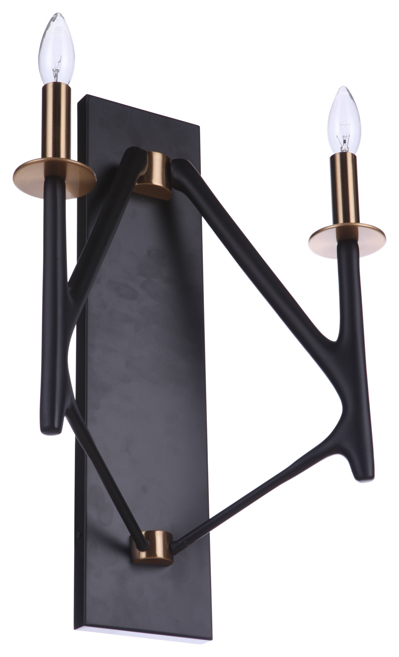 The Reserve Wall Sconce 2 Light Flat Black / Satin Brass - Transitional ...