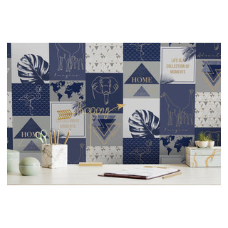 Metallic Collage, Sample - Tropical - Wallpaper - by Walls Republic | Houzz