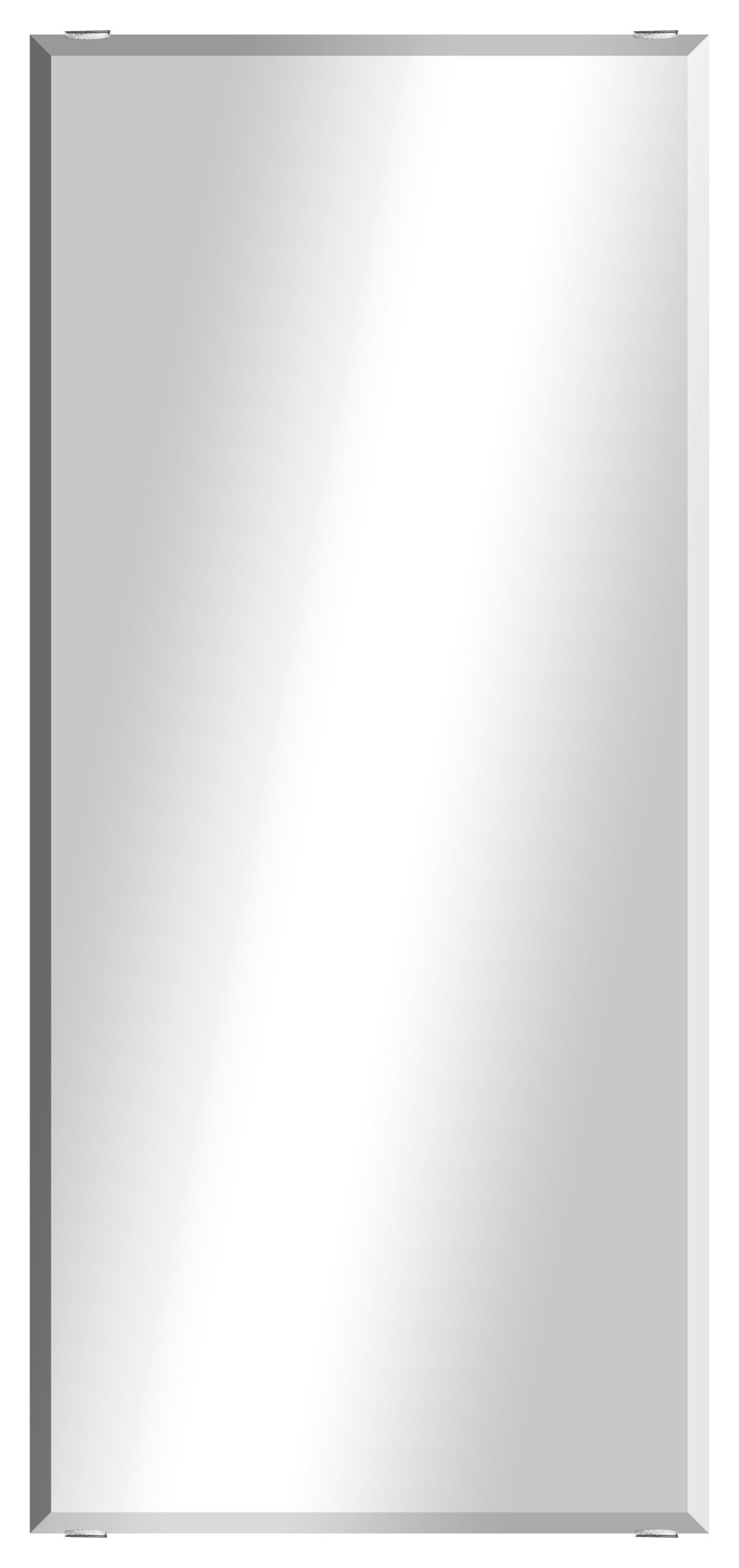 Modern Rustic Frameless Beveled Wall Mirror With Chrome Square Clips ...