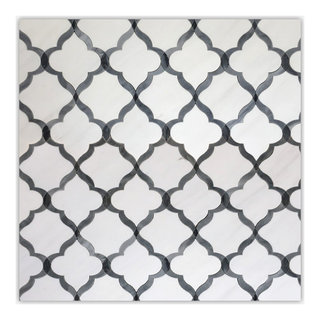 Bianco Dolomiti and Bardiglio Polished Sophia Marble Mosaic, 13 1/2x9 3 ...