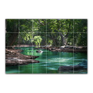 River Ceramic Tile Wall Mural HZ500908, 25.5" Wide x 17" High - Rustic ...