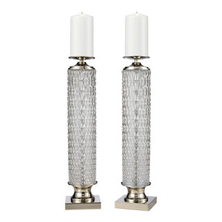 ELK Home D4407/S2 Chaufer Candle Holders, Polished Nickel and Clear, 2 ...