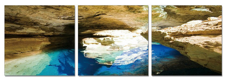 HomeRoots 24" Canvas 3 Panels Blue Grotto Color Photo - Beach Style ...