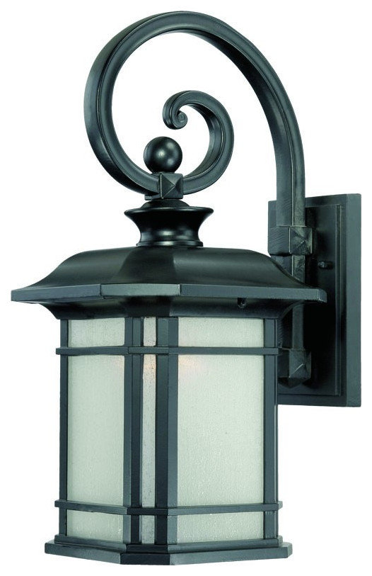 XL Matte Black Frosted Linen Glass Lantern Wall Light - Mediterranean ...