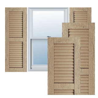 Rustic 2 Equal Louver Faux Wood Shutters, Per Pair, 15x36" - Rustic ...