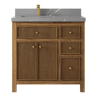 Sonoma Teak 36 Left Offset Bath Vanity, 36" Left Offset - Transitional ...